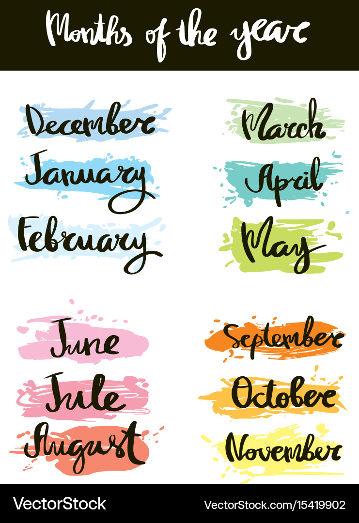 Month of the year calligraphy Royalty Free Vector Image