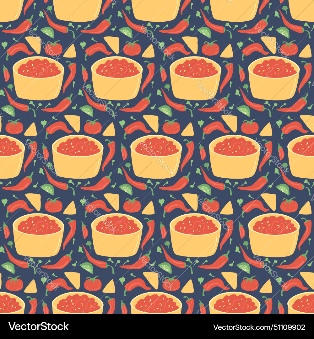 Red salsa sauce seamless pattern mexican cuisine Vector Image