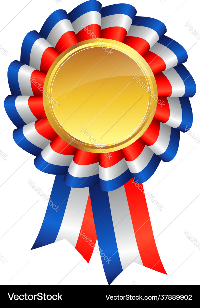 Red White Blue Ribbon Award Medal Royalty Free Vector Image