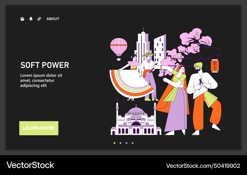 Soft power global connectivity and cultural Vector Image