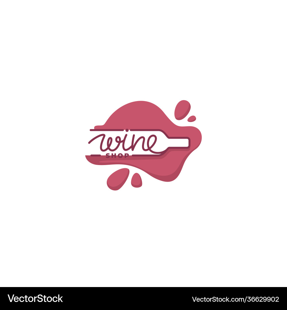Wine shop simple line art winery logo Royalty Free Vector