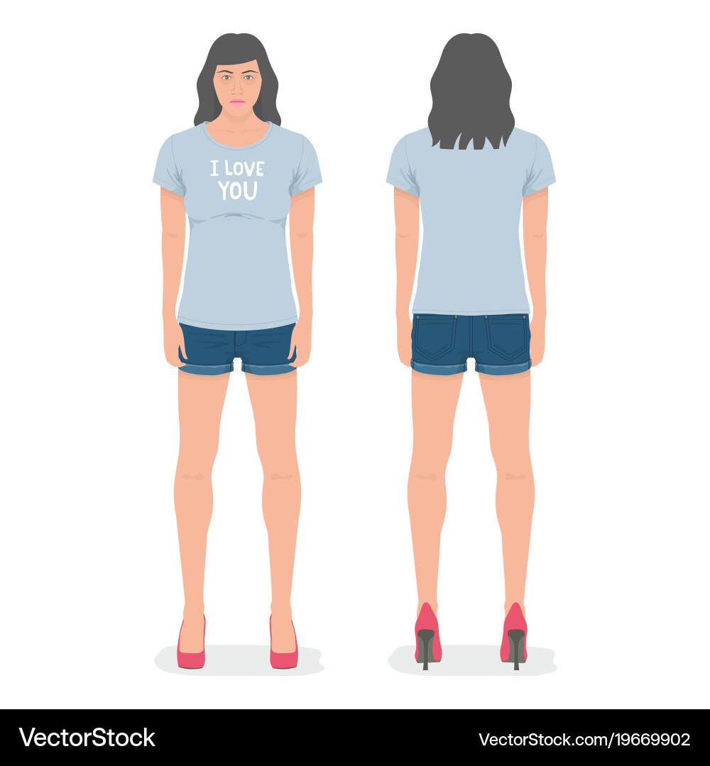 Woman front and back views Royalty Free Vector Image
