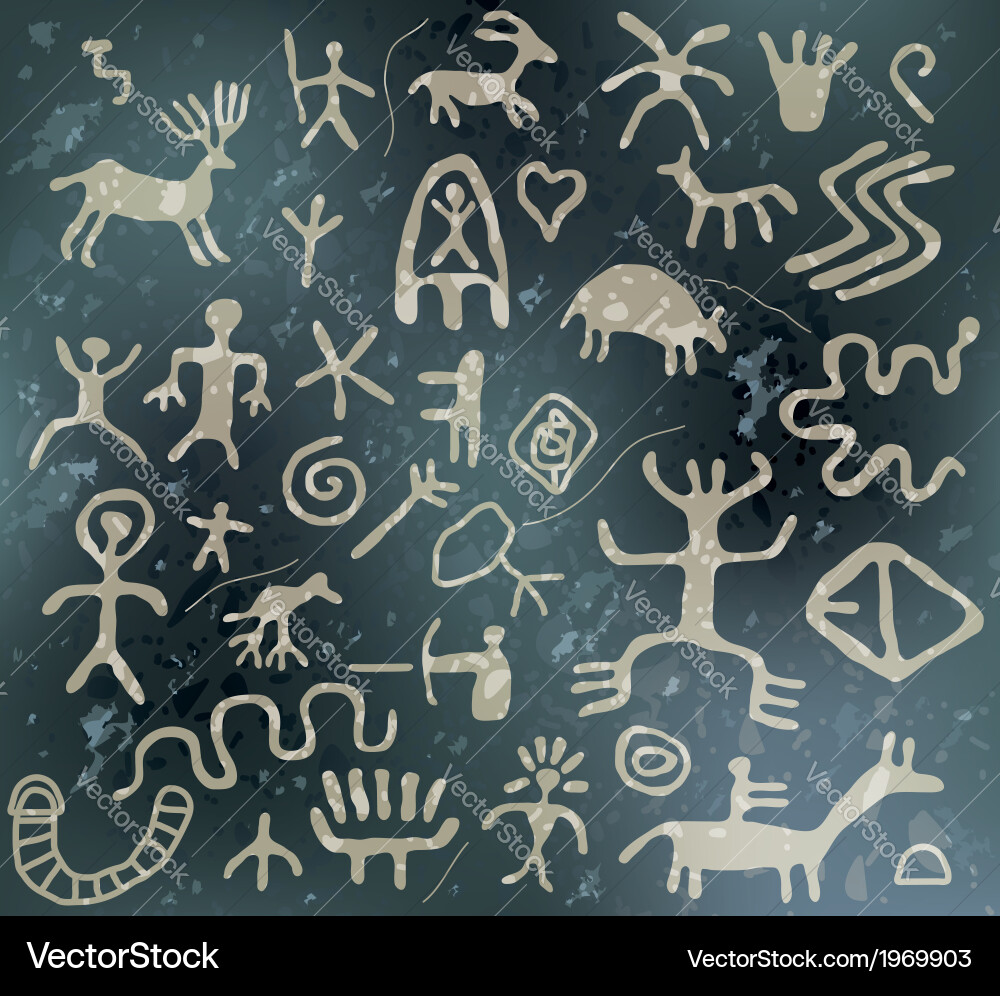 Ancient petroglyphs Royalty Free Vector Image - VectorStock