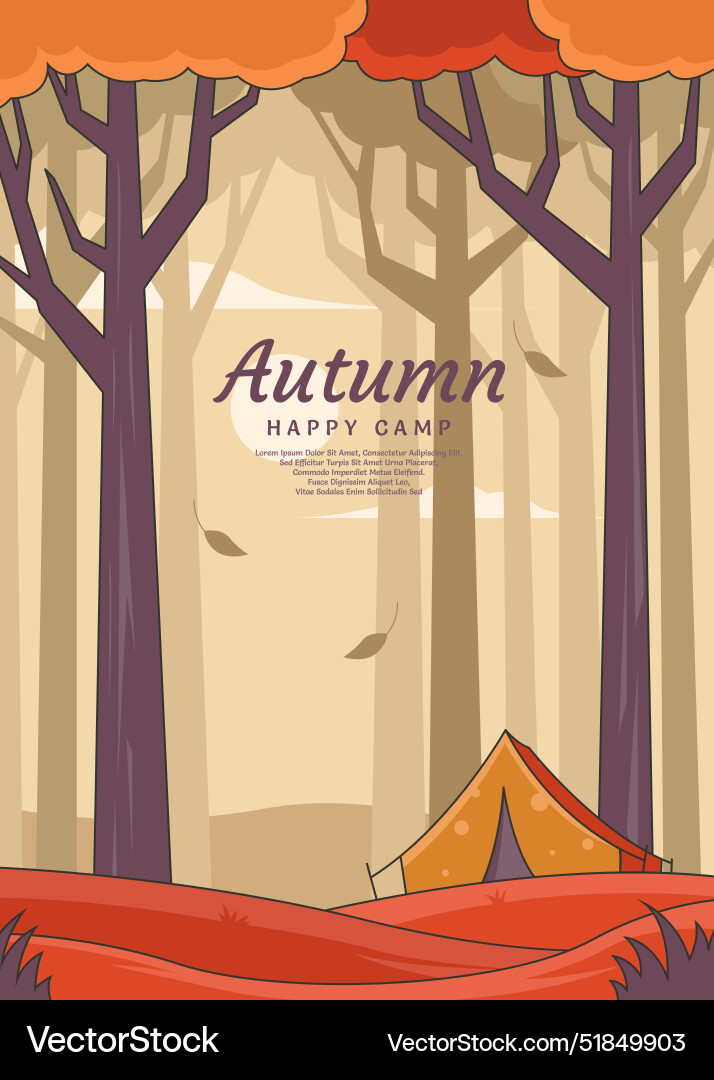Autumn happy camp poster design Royalty Free Vector Image