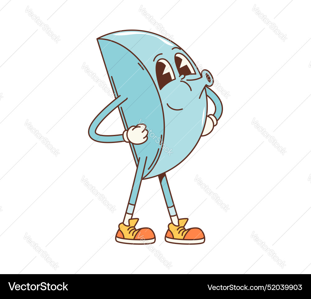 Cartoon groovy math geometric half circle figure Vector Image