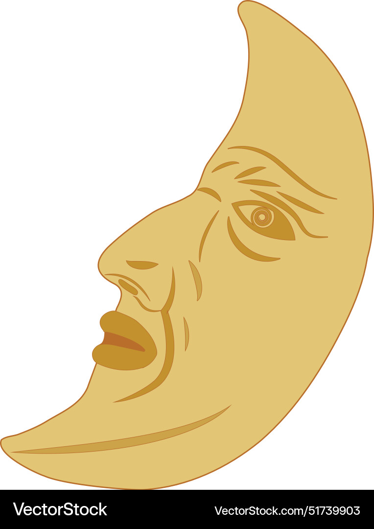 Crescent man in the moon cartoon face Royalty Free Vector