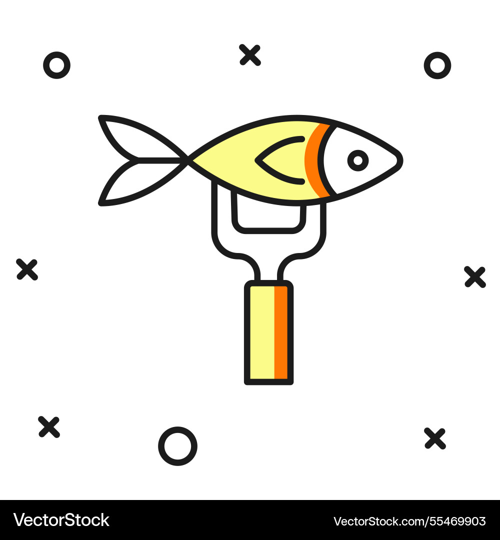 Filled outline dried fish icon isolated on white Vector Image