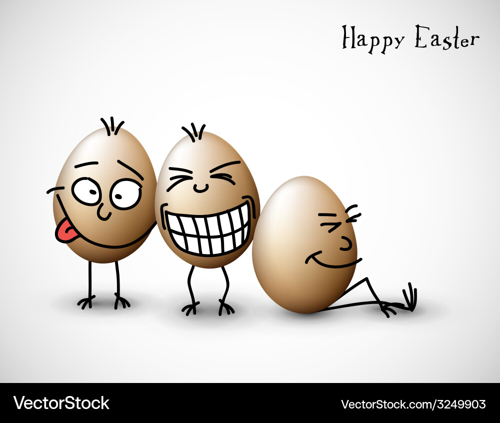 Easter Eggs With Cute Hand Drawn Faces Vector Free Download Egg Vector