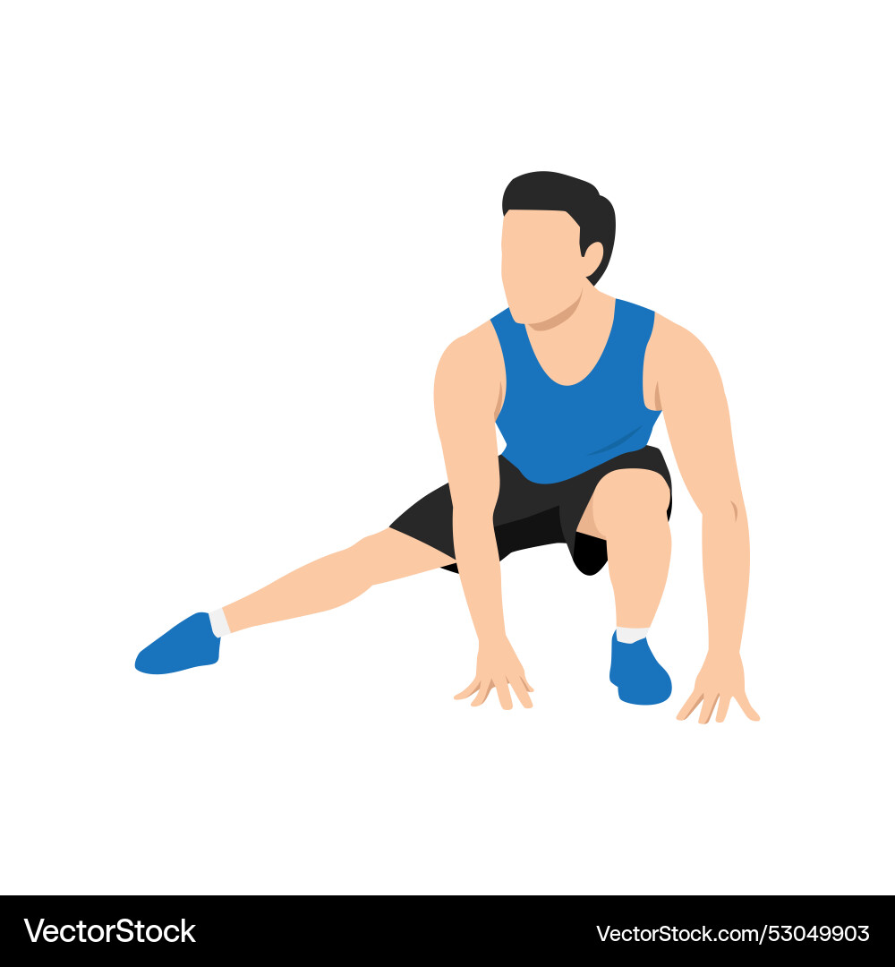 Man doing stretch exercise for legs sit at floor Vector Image
