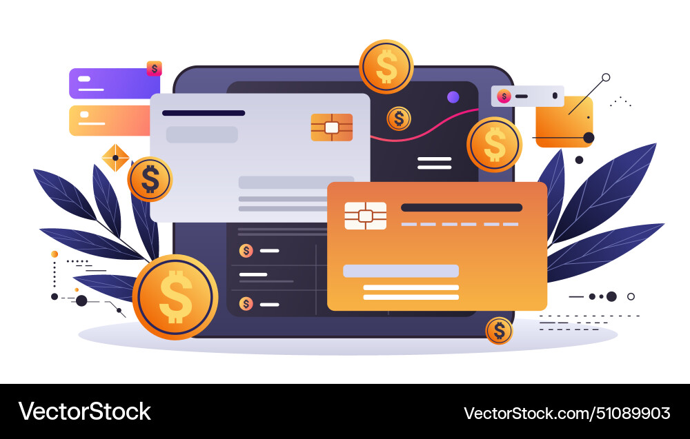 Online banking smart wallet payment application Vector Image