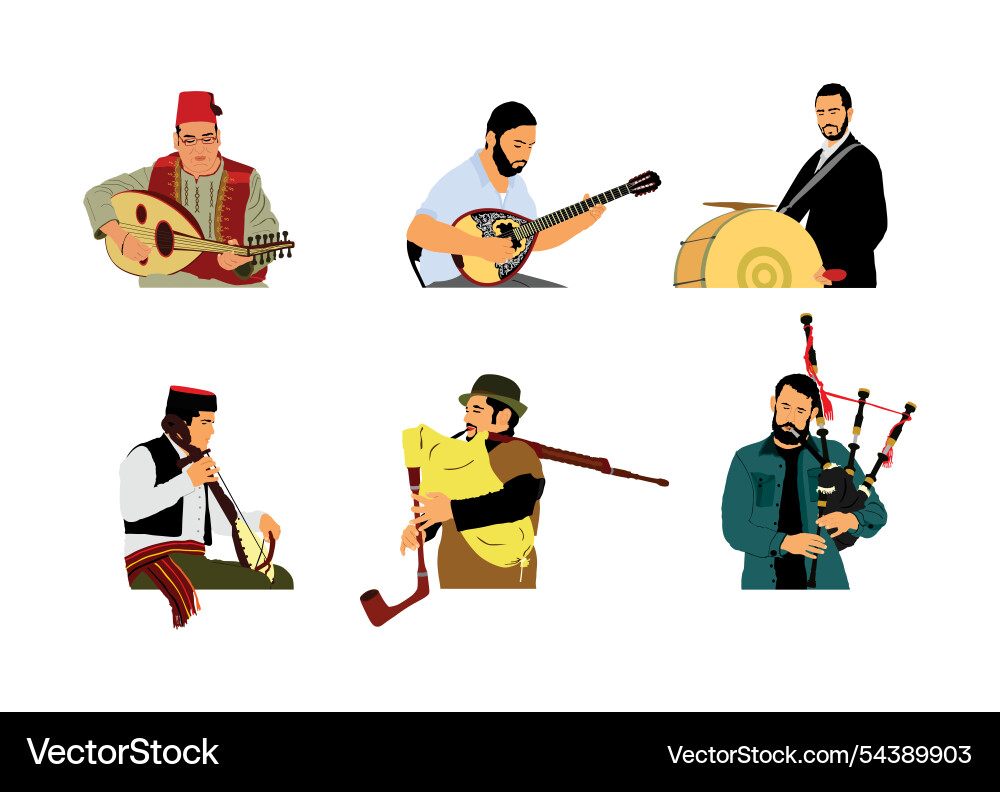 Traditional music instrument musician folklore Vector Image
