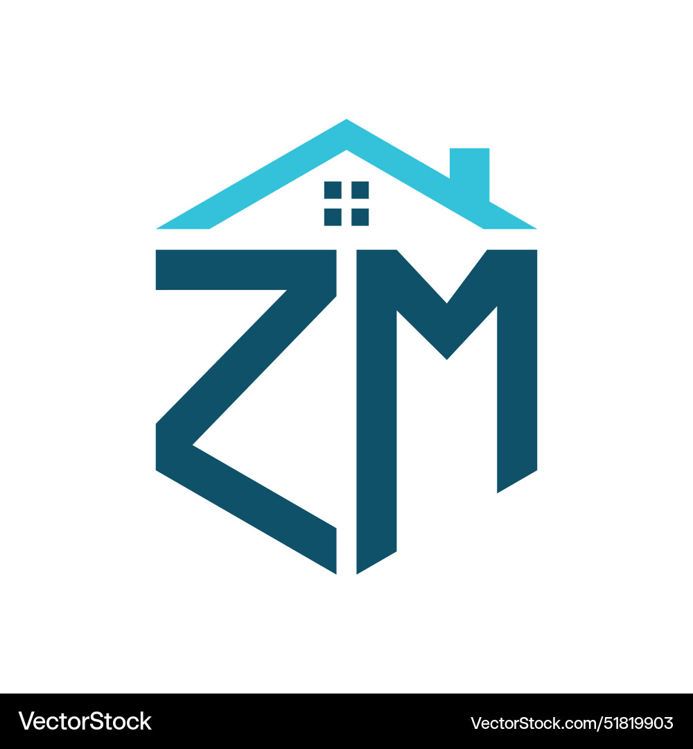 Zm house logo design template letter Royalty Free Vector
