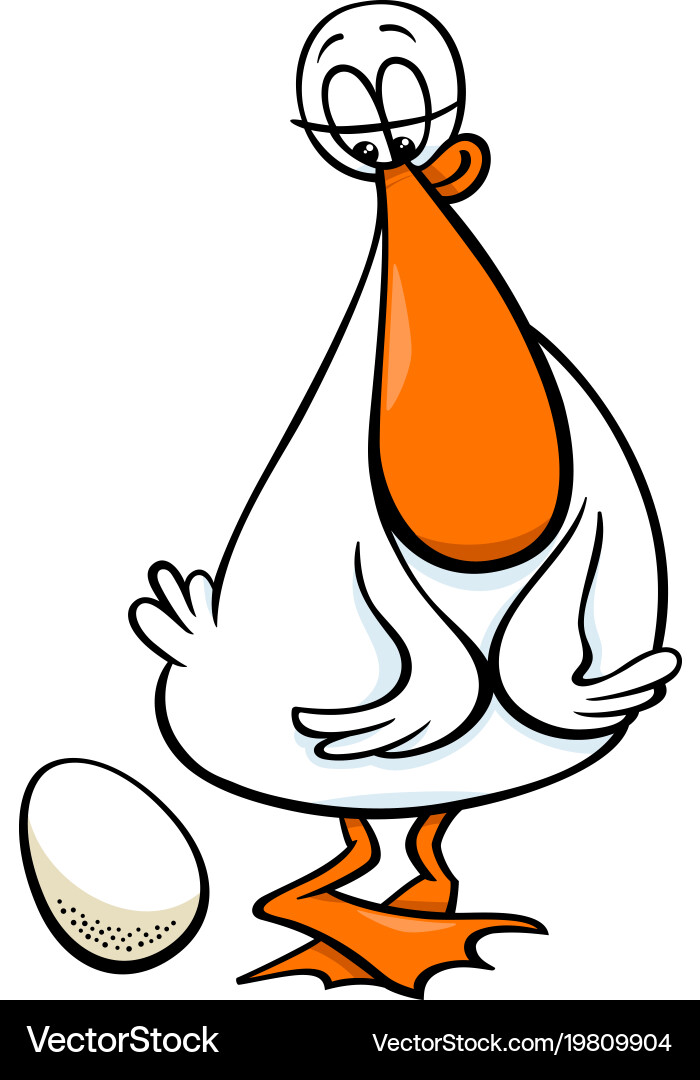 Ente Vogel Bauernhof Cartoon Charakter mit Ei Vektorbild