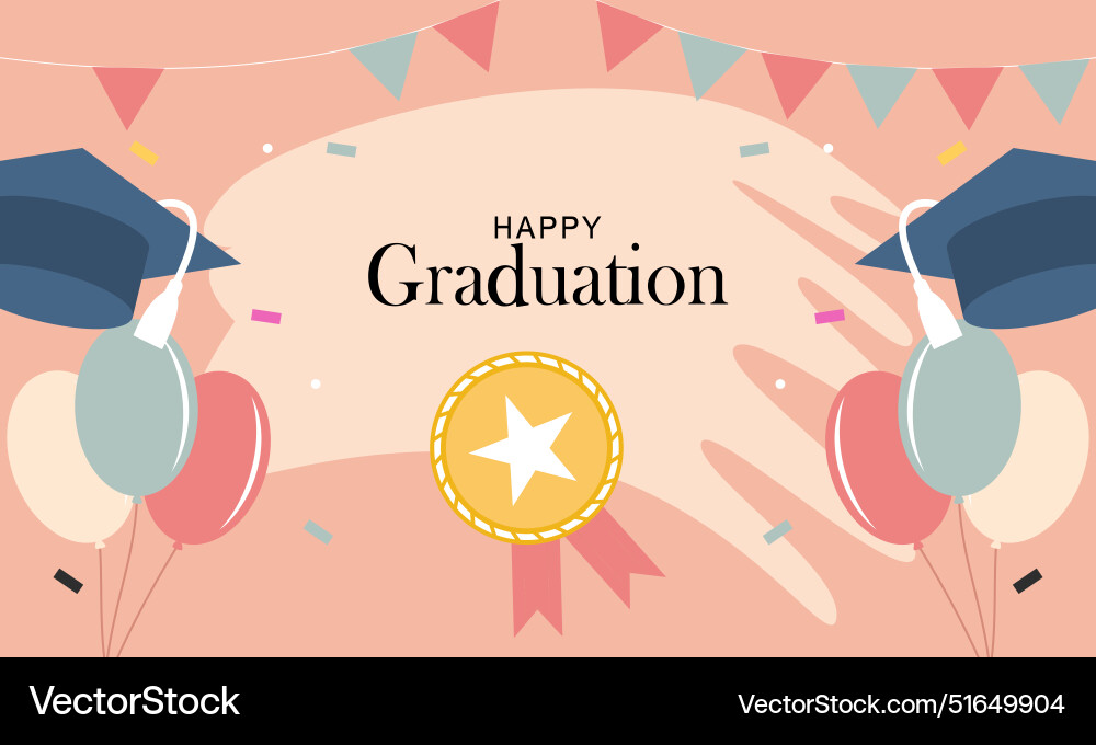 Graduation banner with cartoon Royalty Free Vector Image