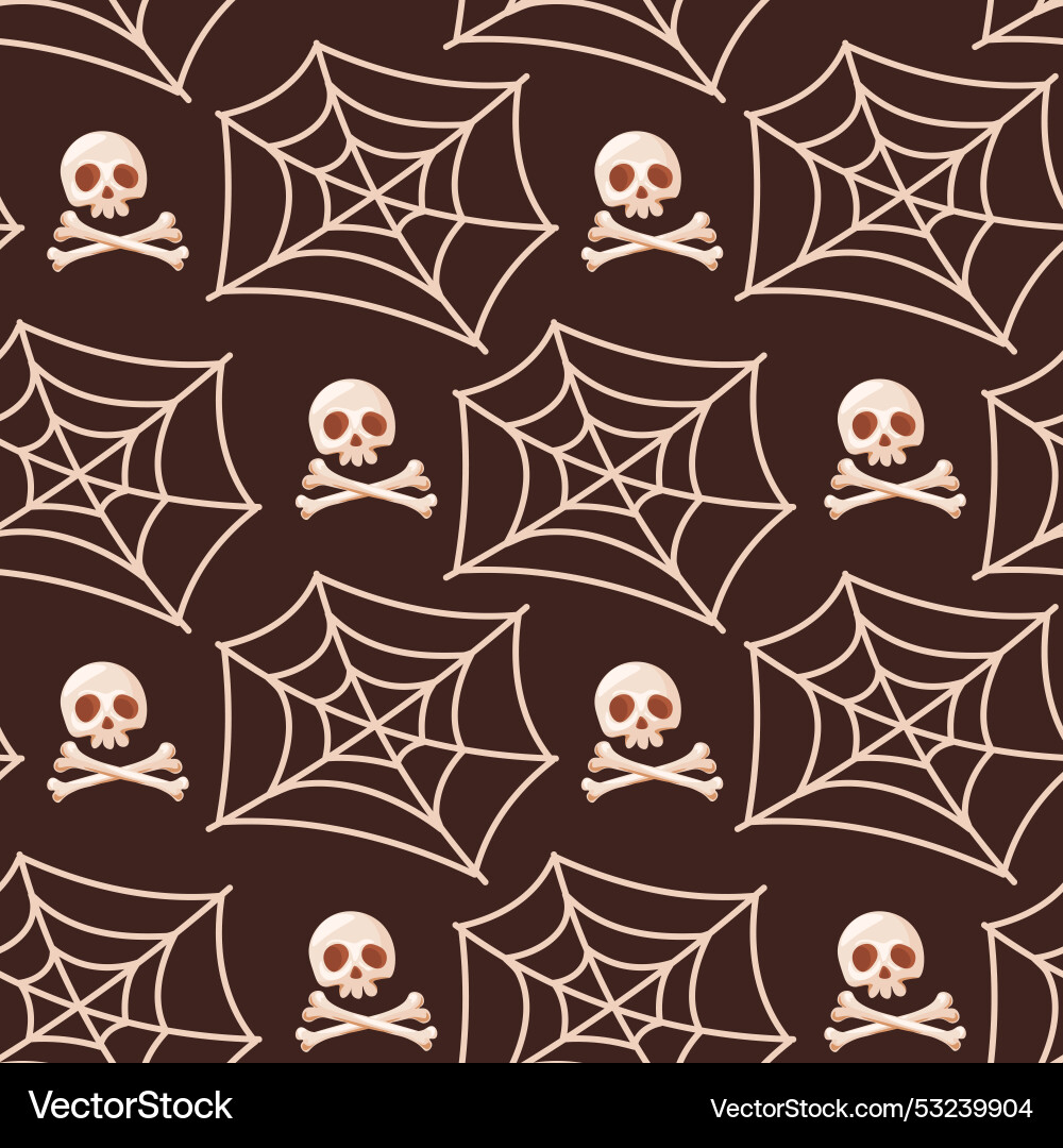 Halloween skull and spider web Royalty Free Vector Image