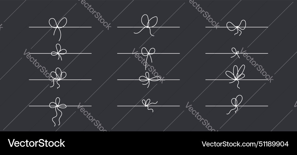 Line bows on ribbon for gift decoration string Vector Image