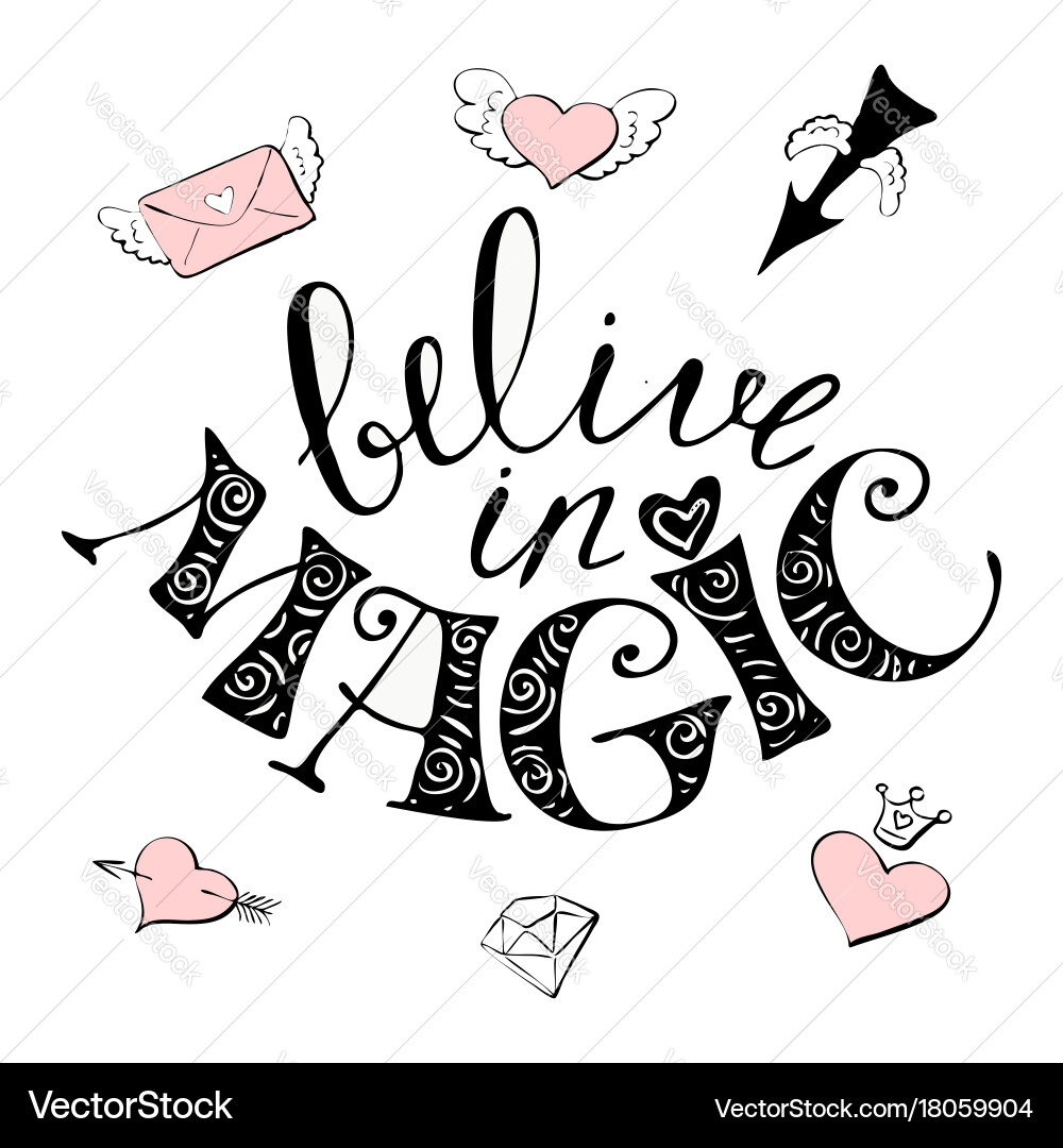 Magic hand drawn - cute rainbow Royalty Free Vector Image