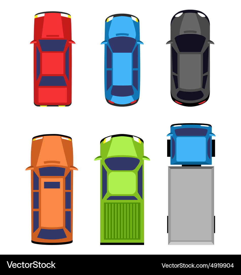 Multicolored car collection isolated on white Vector Image
