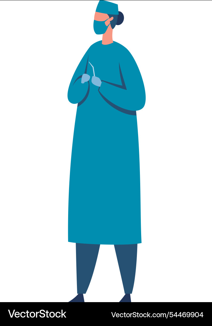 Professional female surgeon wearing a surgical Vector Image