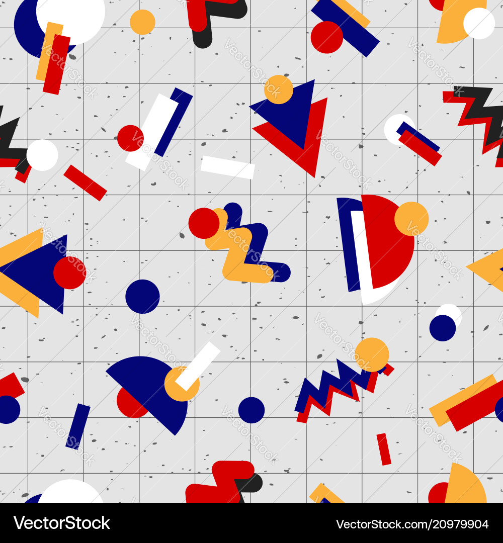 Retro Geometric Memphis Pattern Royalty Free Vector Image
