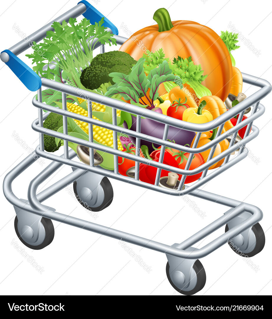Vegetable trolley Royalty Free Vector Image - VectorStock
