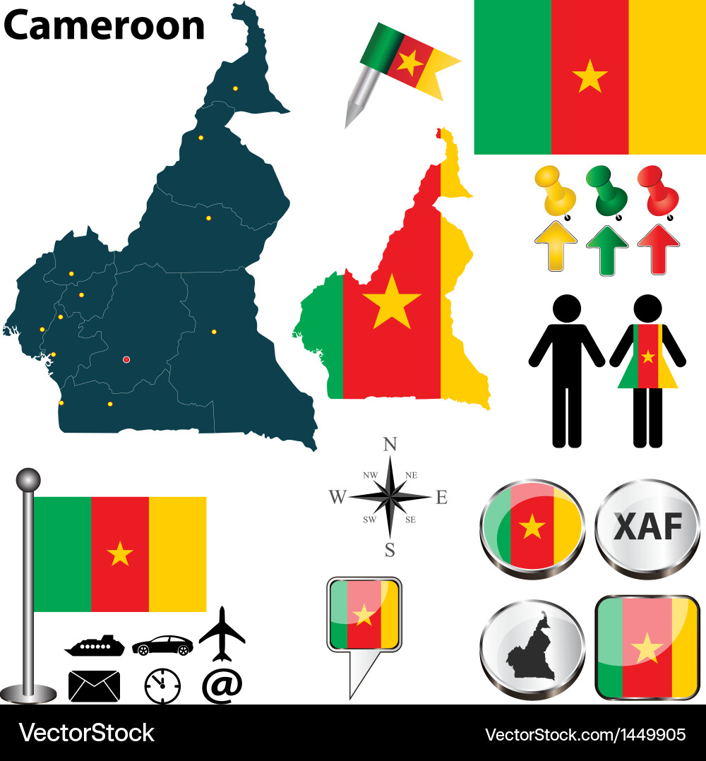 Cameroon map small Royalty Free Vector Image - VectorStock