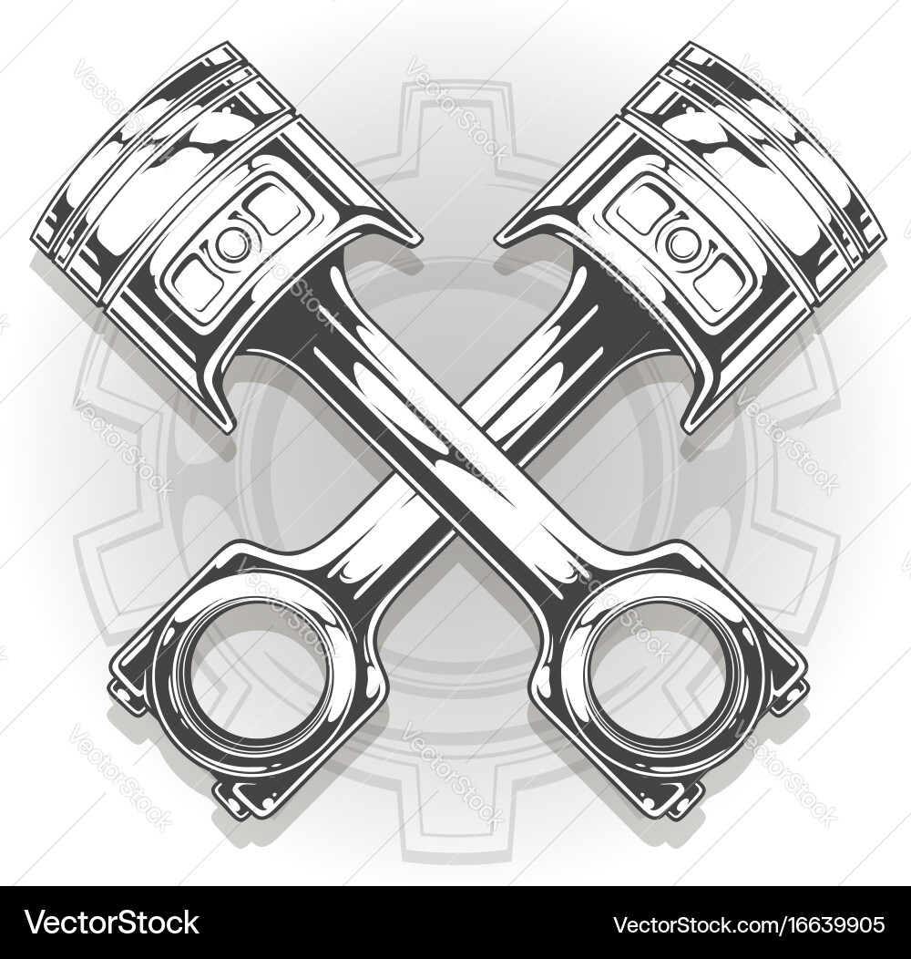 Double graphic black car engine piston Royalty Free Vector