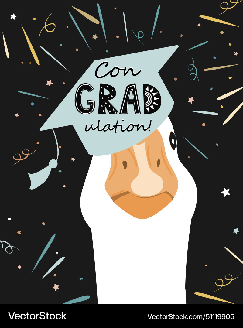 Funny graduate goose character in graduation hat Vector Image