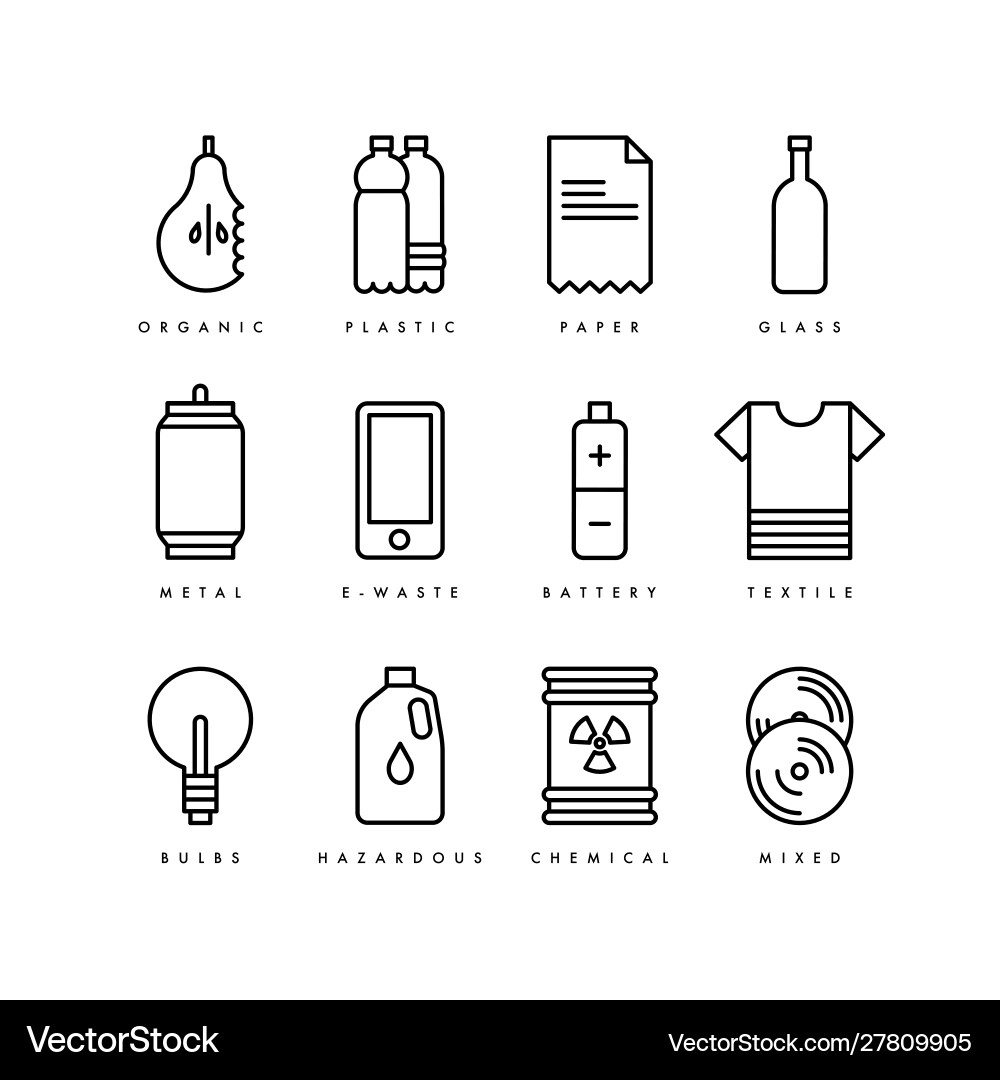 Müllabfälle reduzieren Wiederverwendung Recycling-Icons