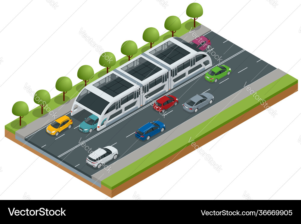 Isometric transit elevated bus in china Royalty Free Vector