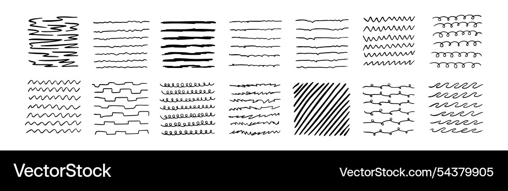 Lines by pen hand drawn black doodle strokes Vector Image