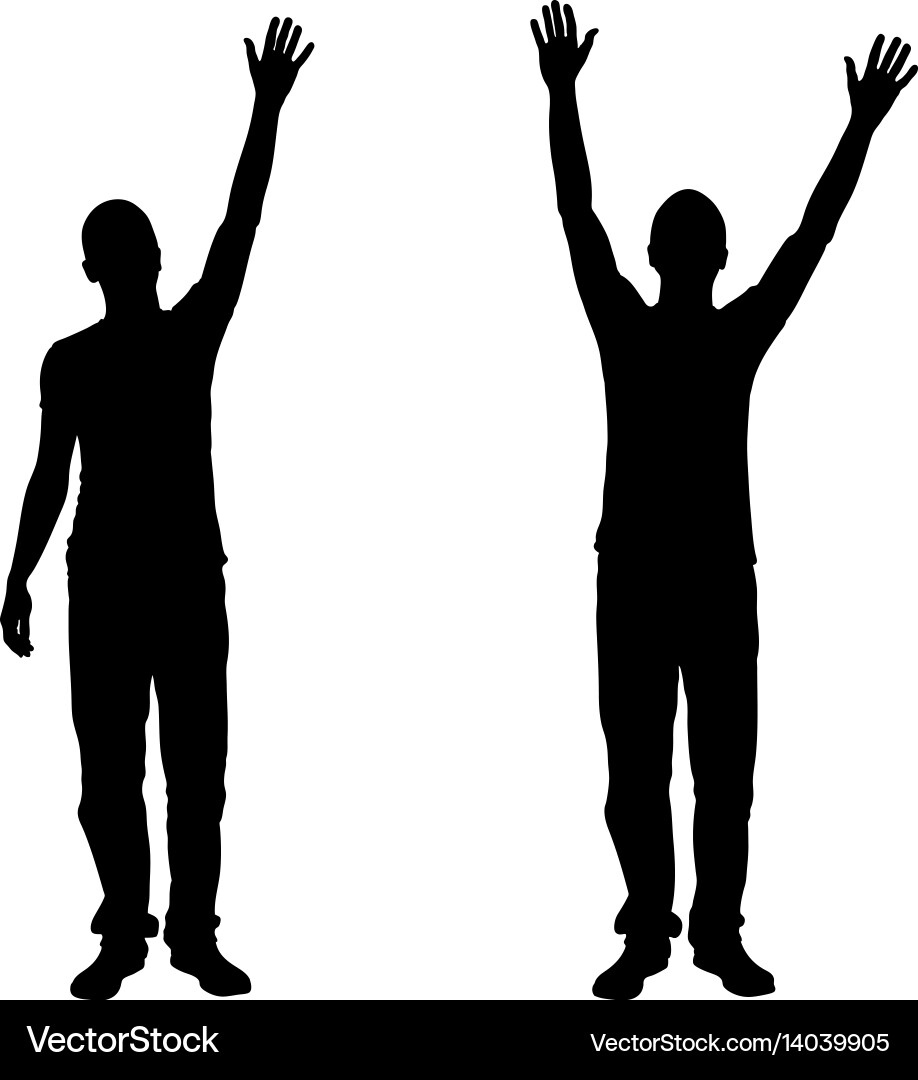 People with hands in the air Royalty Free Vector Image