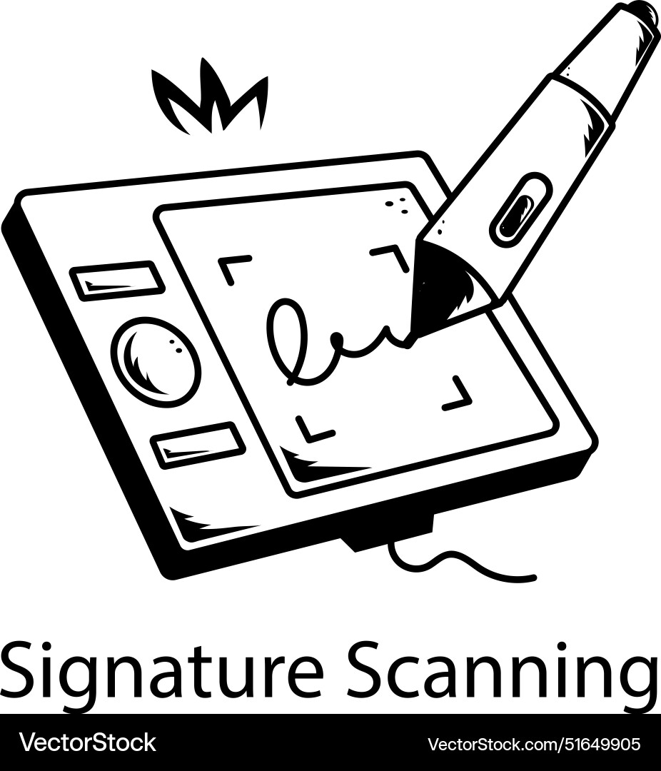 Signature scanning Royalty Free Vector Image - VectorStock