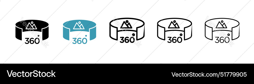 Tour virtual icon set black filled and outlined Vector Image