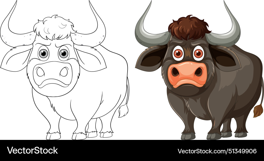 Colorful and outlined buffalo Royalty Free Vector Image