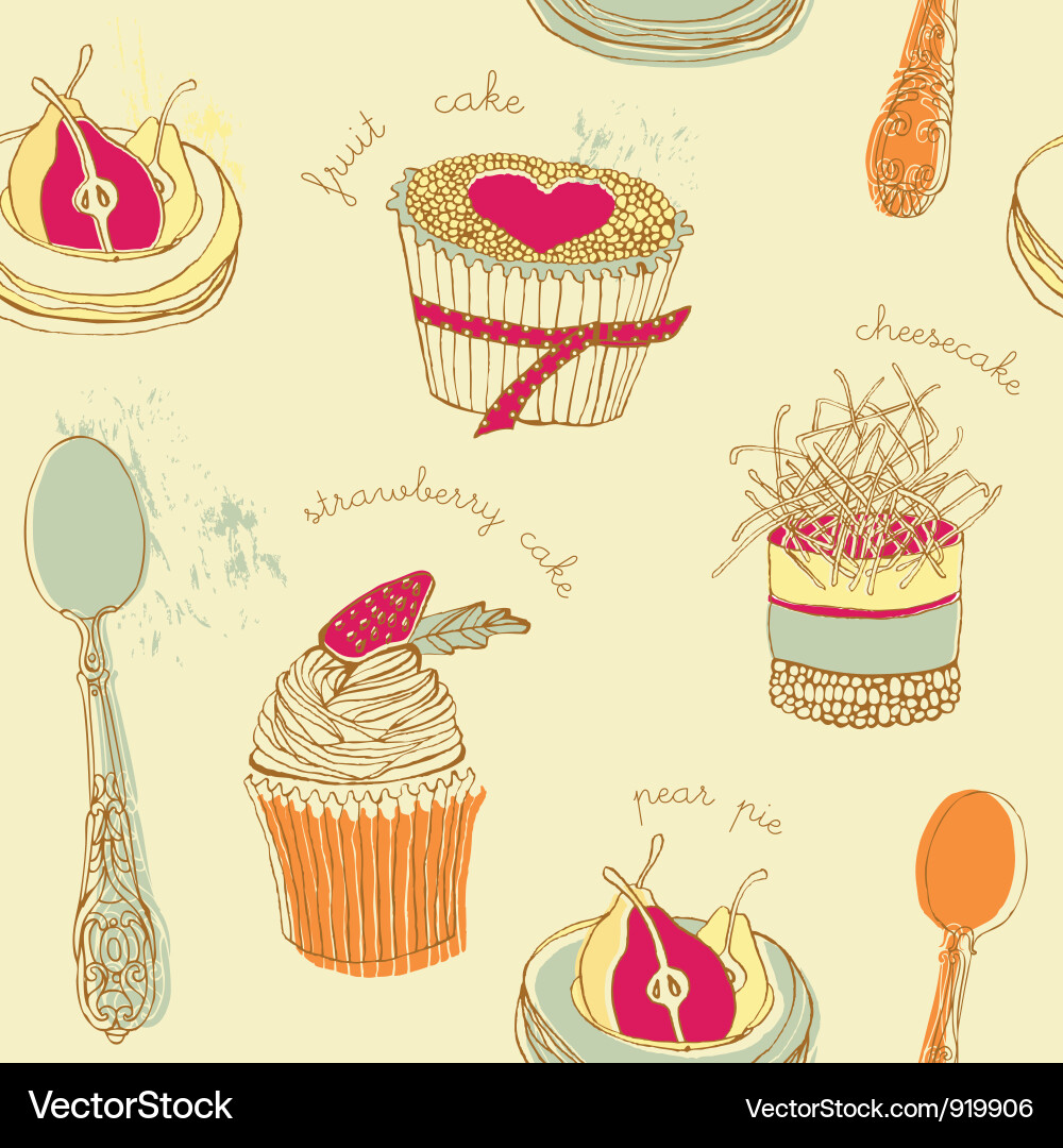 Cupcake pattern background Royalty Free Vector Image