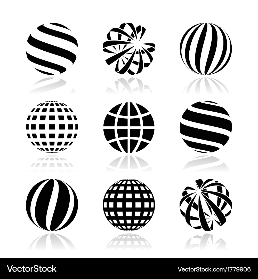 Globe sphere earth icons set Royalty Free Vector Image