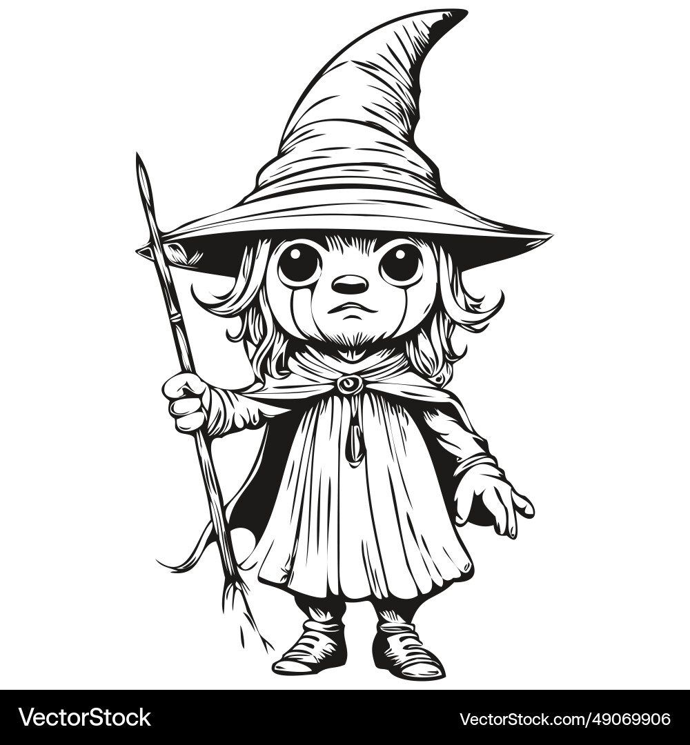 Hand-drawn enchanting witch image Royalty Free Vector Image