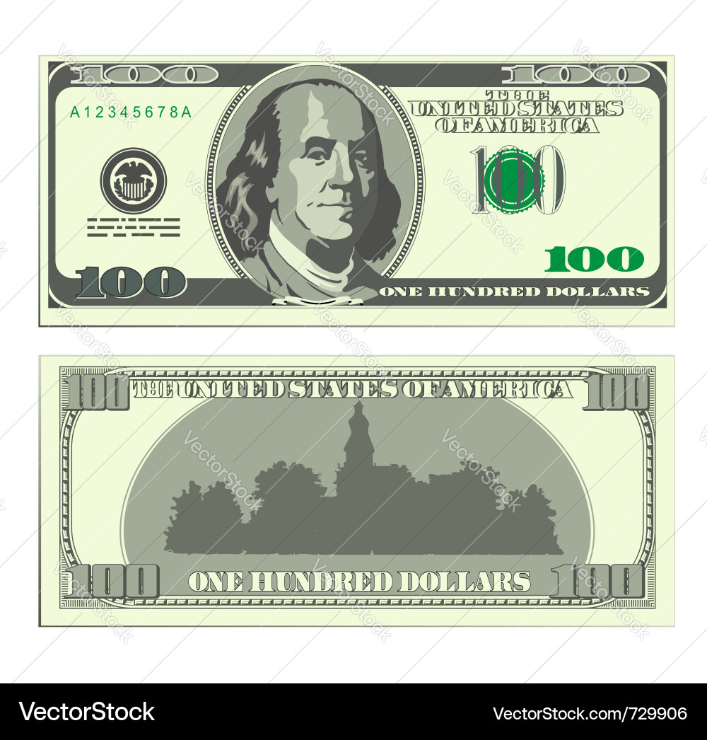 Hundred dollar banknote Royalty Free Vector Image