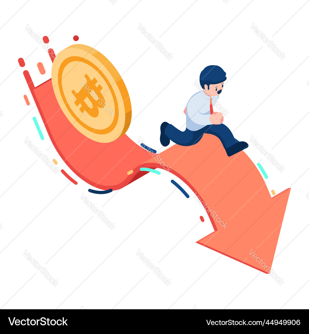 Isometric businessman running on fluctuated Vector Image