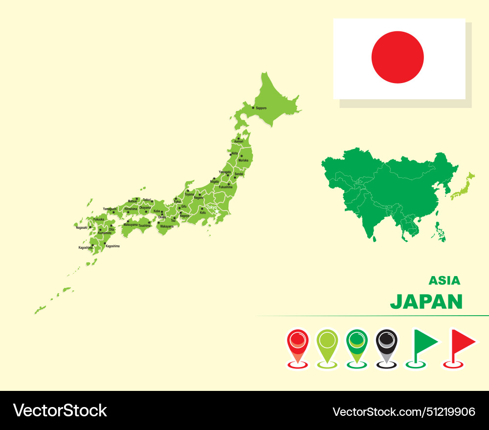 Japan map Royalty Free Vector Image - VectorStock