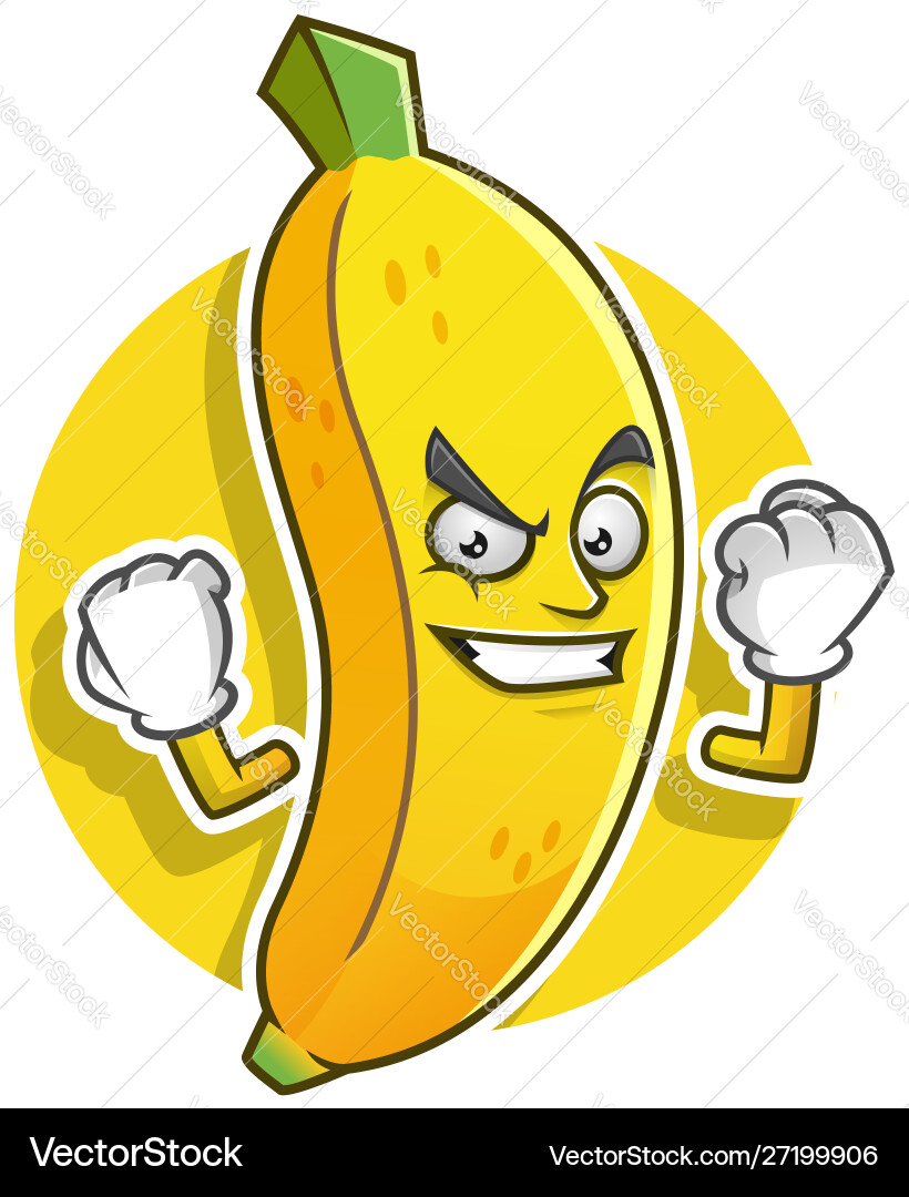 Strong banana mascot character Royalty Free Vector Image