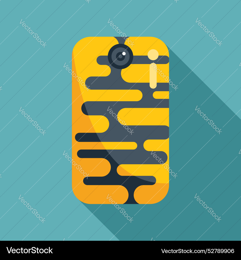 Yellow smartphone showing abstract design on back Vector Image