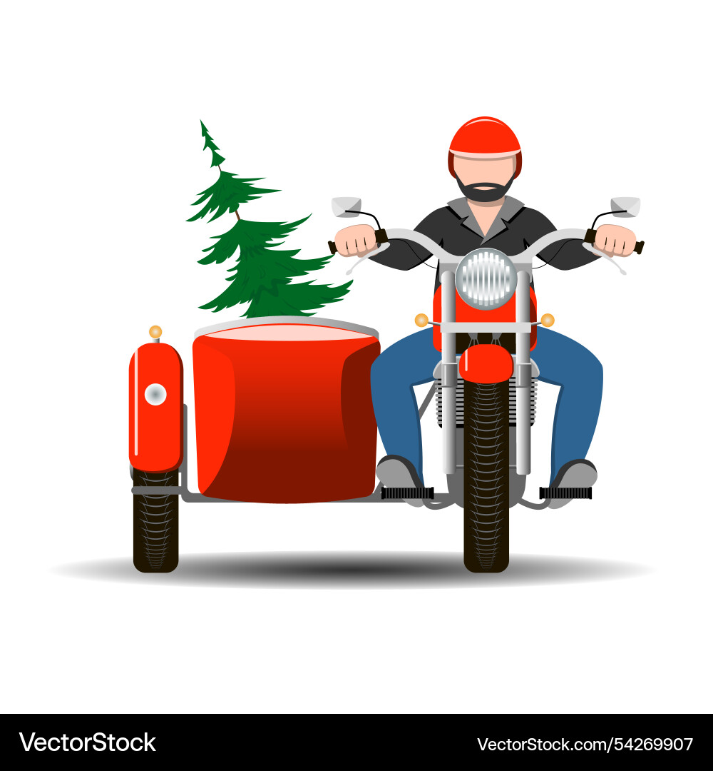 A man is carrying new year s tree Royalty Free Vector Image