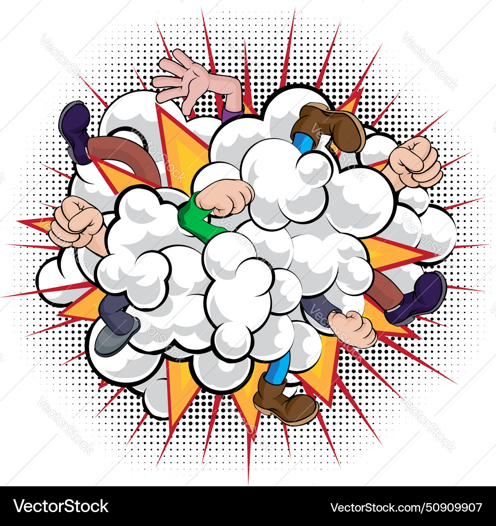 Cartoon comic book fight dust cloud Royalty Free Vector