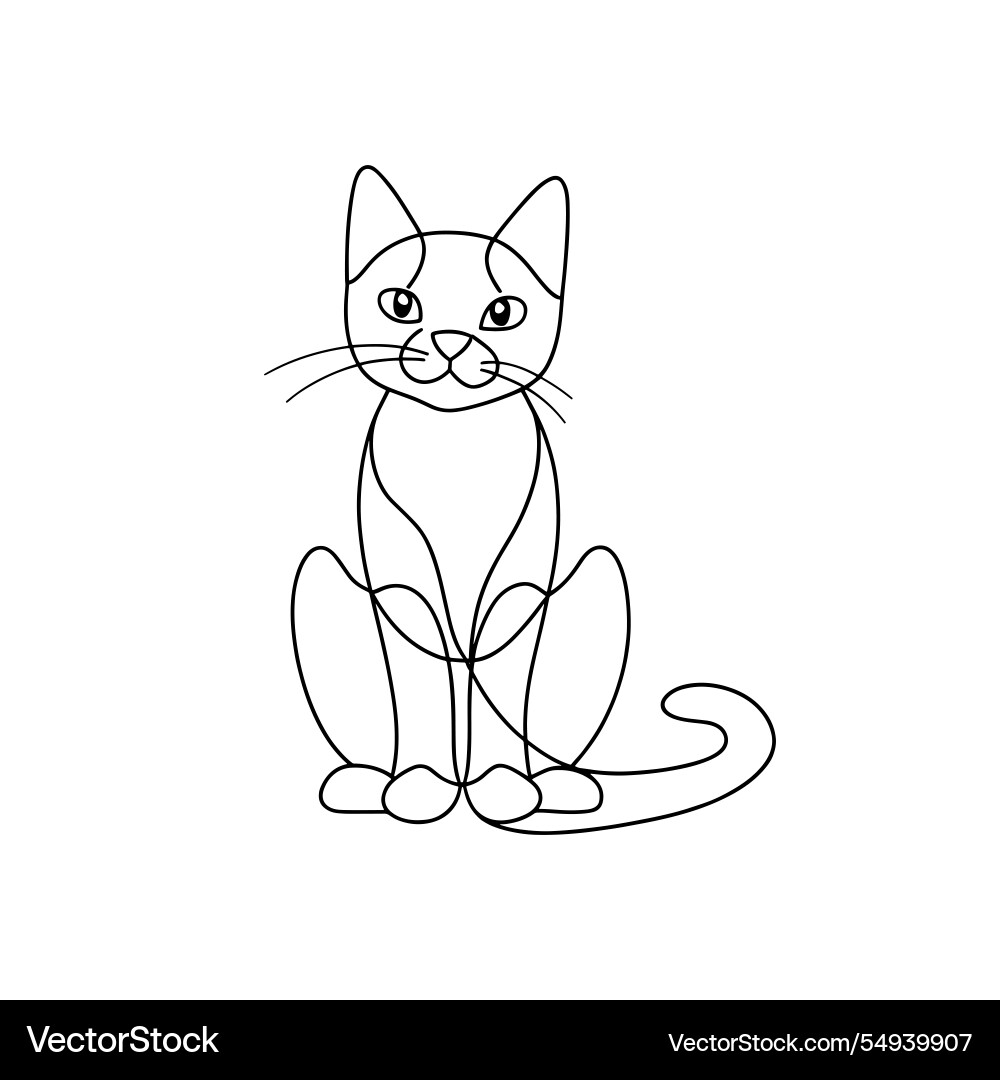 Cute cats pose continuous line art flat on white Vector Image