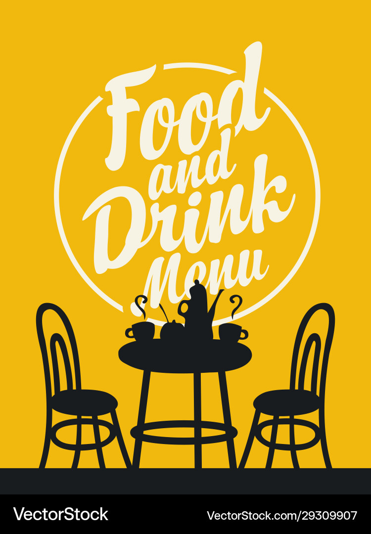 Food and drink menu with table for two Royalty Free Vector