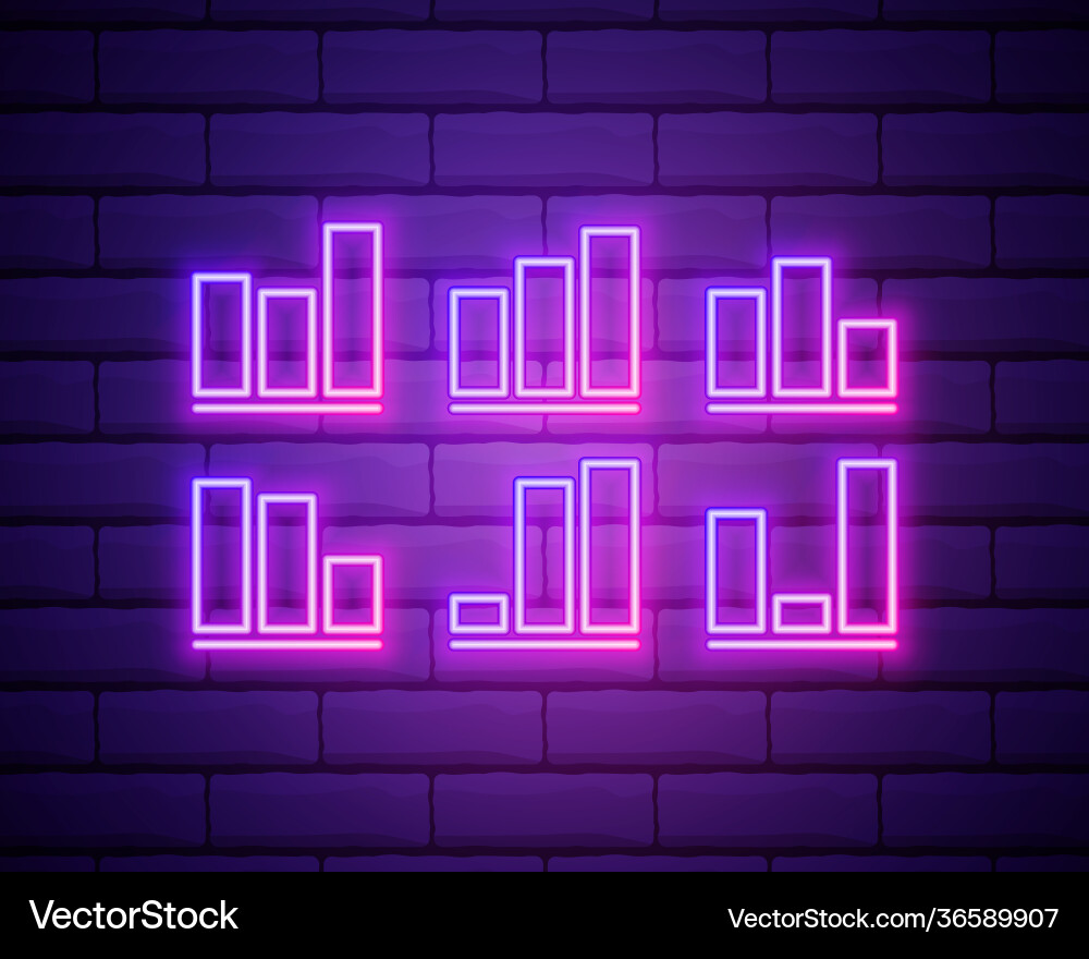 Glowing neon line pie chart infographic icon Vector Image
