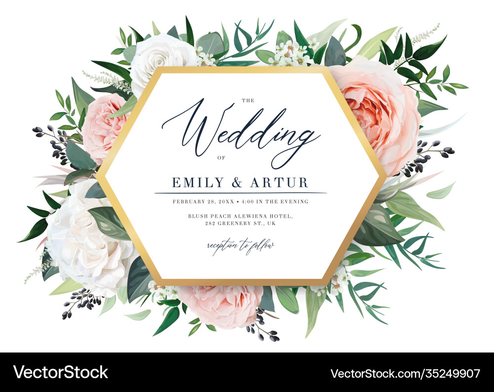 Gorgeous floral wedding invite party invitation Vector Image