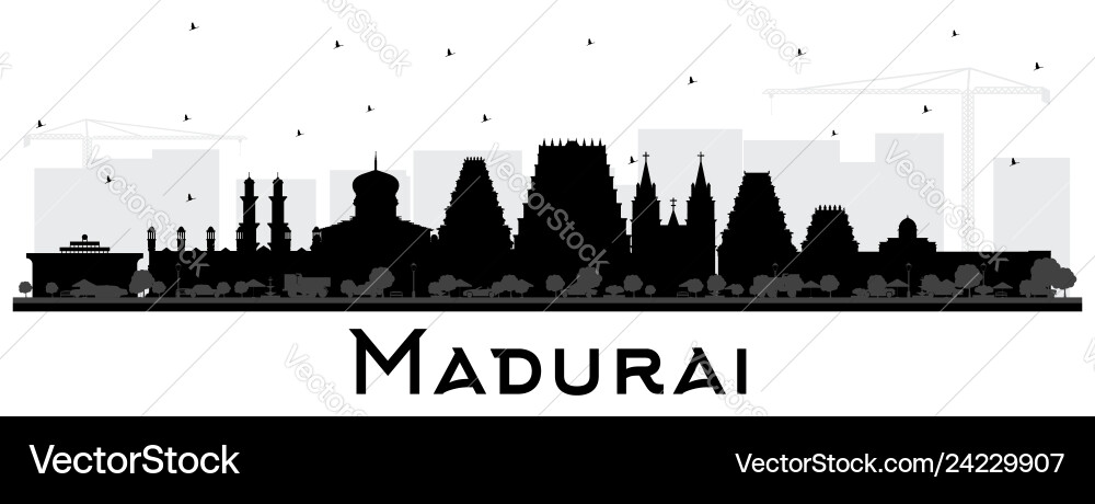 Madurai City Skyline Silhouette Royalty Free Vector Image